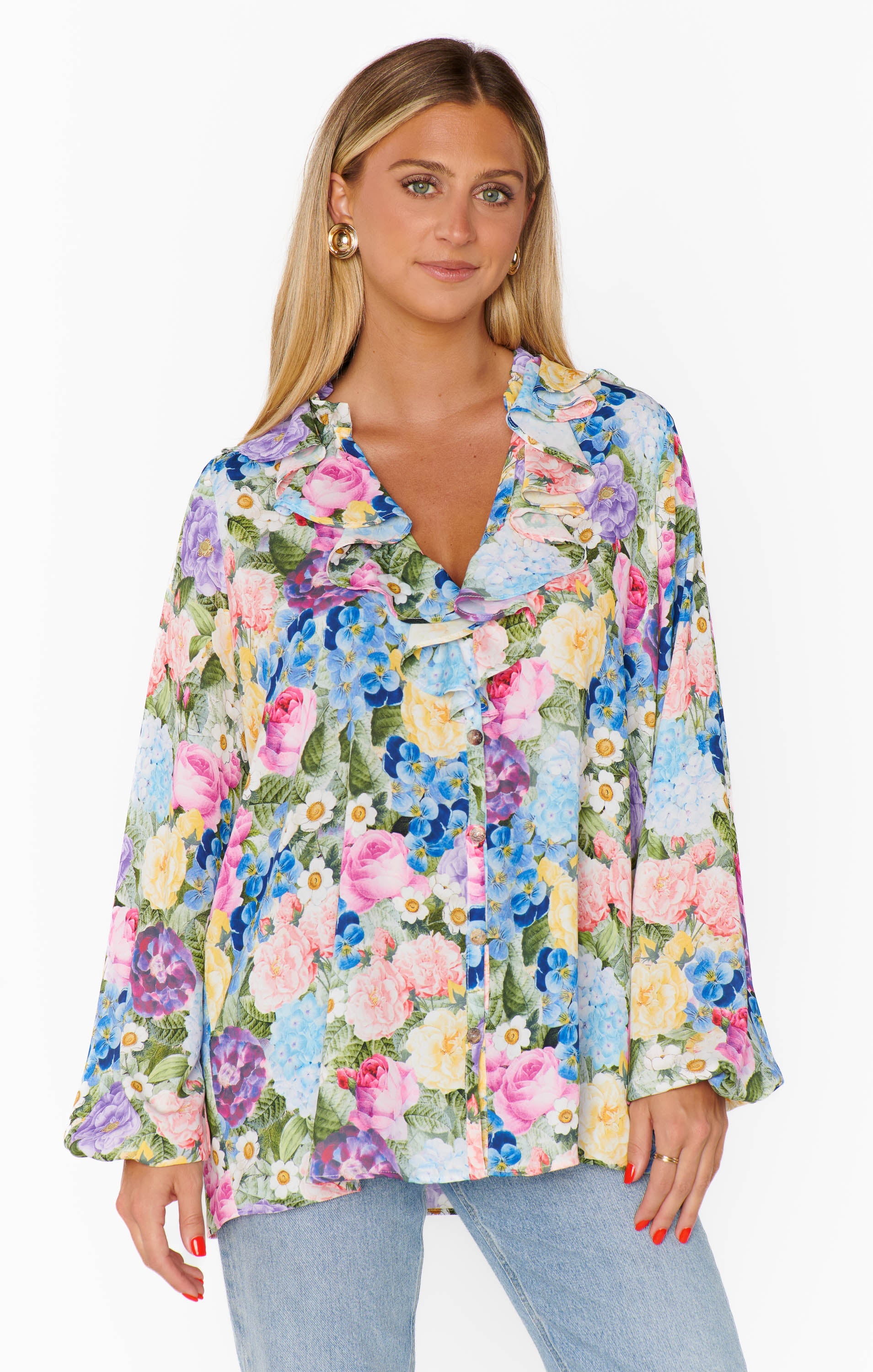 Suki Ruffle Top- Flower Shop – GREY LAYNE